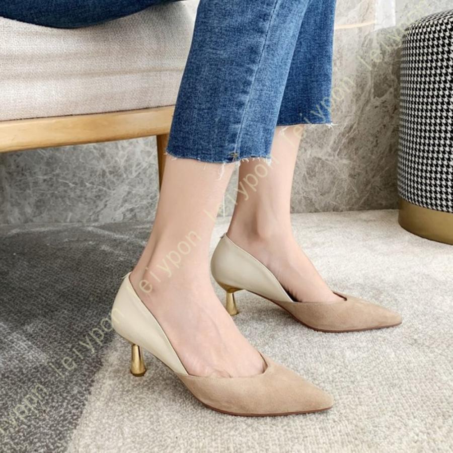 6.5cmヒール ピンヒール パンプス ポインテッドトゥ スエード 女性 美脚 滑り止め 歩きやすい 疲れにくい 痛くない おしゃれ エレガント パーティー用 結婚式 : leiypon ...