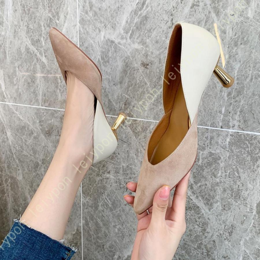 6.5cmヒール ピンヒール パンプス ポインテッドトゥ スエード 女性 美脚 滑り止め 歩きやすい 疲れにくい 痛くない おしゃれ エレガント パーティー用 結婚式 : leiypon ...