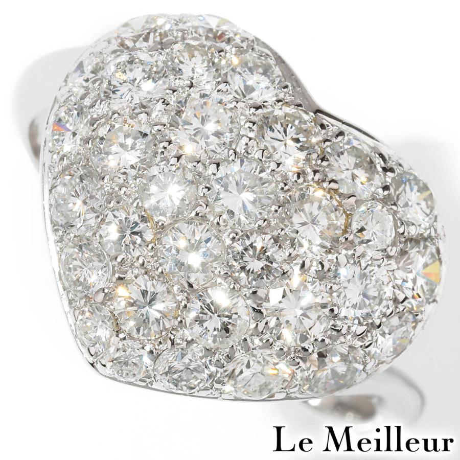 ハートモチーフリング 指輪 ダイヤモンド 1.74ct ホワイトゴールド K18WG 12号 中古 返品OK : Le meilleur ルメイユ - 通販 - Yahoo!ショッピング
