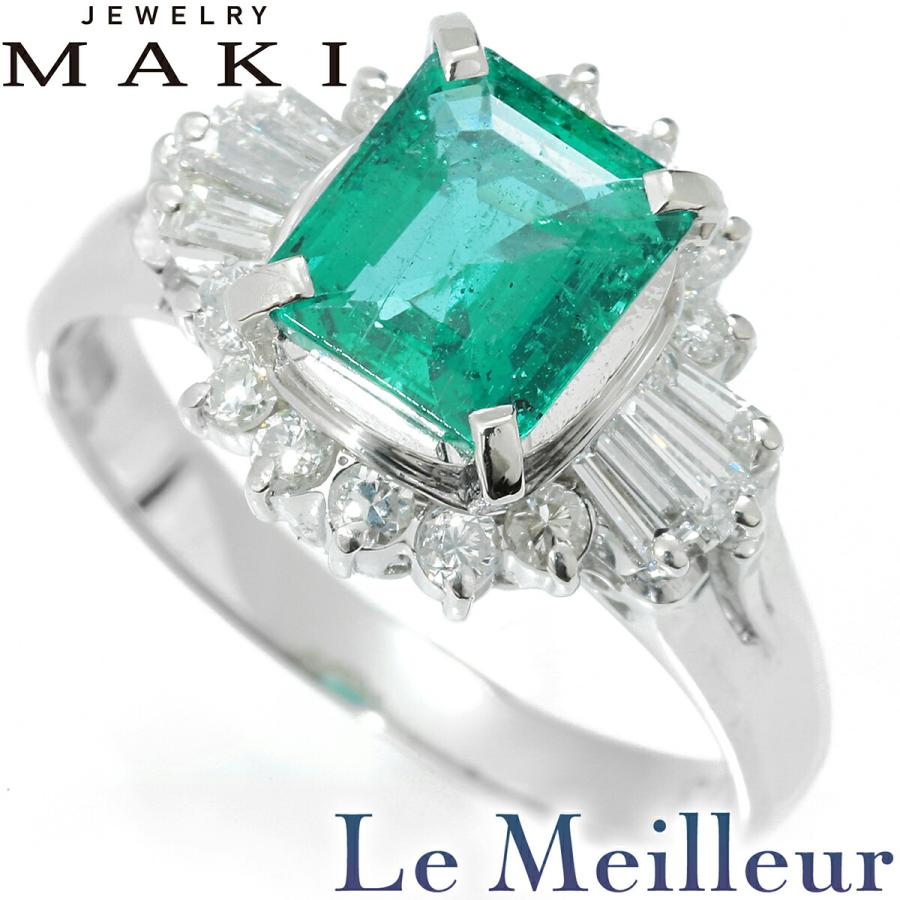 ジュエリーマキ ヘイローデザインリング 指輪 エメラルド 1.58ct ダイヤモンド 0.58ct Pt850 14号 MAKI 中古 プレラブド 返品OK : Le meilleur ルメイ ...