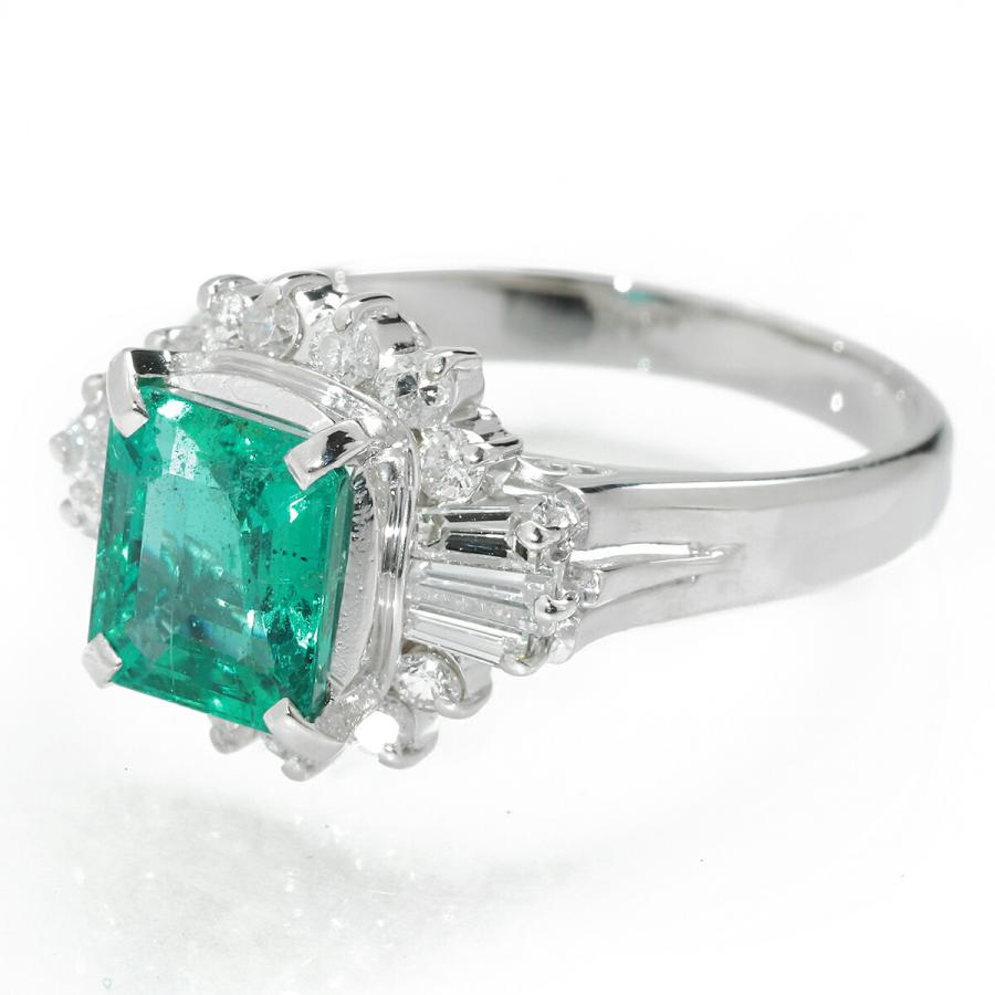 ジュエリーマキ ヘイローデザインリング 指輪 エメラルド 1.58ct ダイヤモンド 0.58ct Pt850 14号 MAKI 中古 プレラブド 返品OK : Le meilleur ルメイ ...