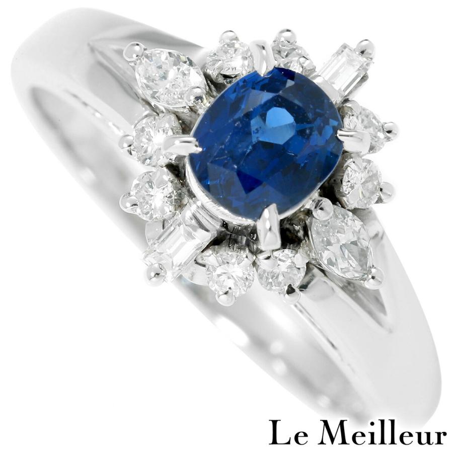 ヘイローデザインリング 指輪 サファイア 0.83ct ダイヤモンド 0.31ct Pt900 13号 中古 プレラブド 返品OK : Le meilleur ルメイユ - 通販 ...