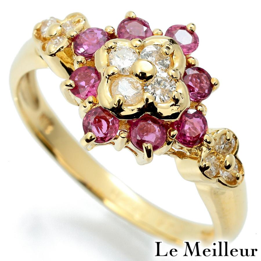 フラワーモチーフ リング 指輪 ルビー 0.48ct ダイヤモンド K18 12号 中古 プレラブド 返品OK : Le meilleur ルメイユ - 通販 - Yahoo!ショッピング