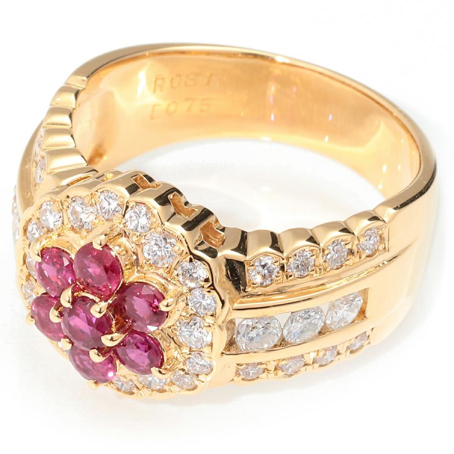 フラワーモチーフリング 指輪 ルビー 0.81ct ダイヤモンド 0.75ct K18 16号 中古 プレラブド 返品OK : Le meilleur ルメイユ - 通販 - Yahoo!ショッピング