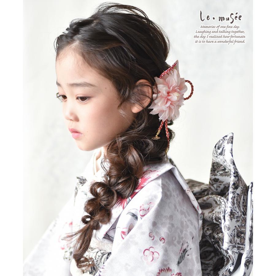 七五三 髪飾り 和柄リボンとダリア飾り | ダリア ピンク 赤 753 花 ヘッドドレス 3歳 7歳 : ウエディング専門店 ミュゼ - 通販 - Yahoo!ショッピング