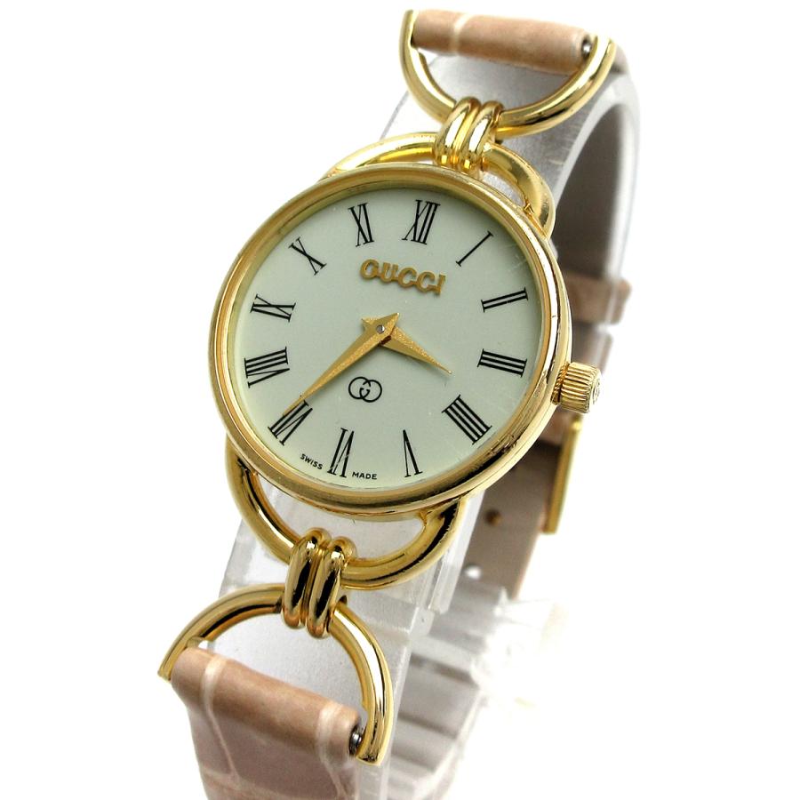 GUCCI グッチ 時計 ラウンドゴールド レディース アイボリー 6000L クォーツ 婦人 稼動品 : レオン - 通販 - Yahoo!ショッピング