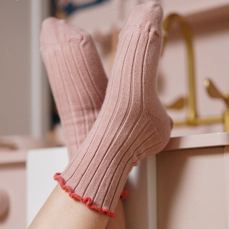collegien（コレジアン）Delphine -Lettuce Trim Ribbed Socks レタストリムリブソックス 【2965】 : LePujuヤフー店 - 通販 ...