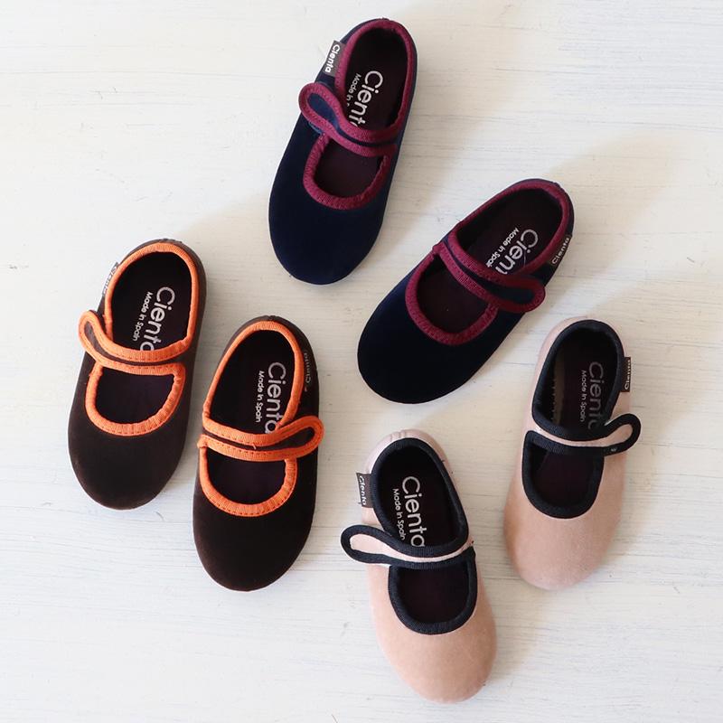 Cienta 【9月末頃入荷次第お届けのご予約】Cienta/ シエンタ 靴 ストラップフォーマルシューズ ベロア靴（キッズ ベビー レディス）500T-078 501T-075 ...