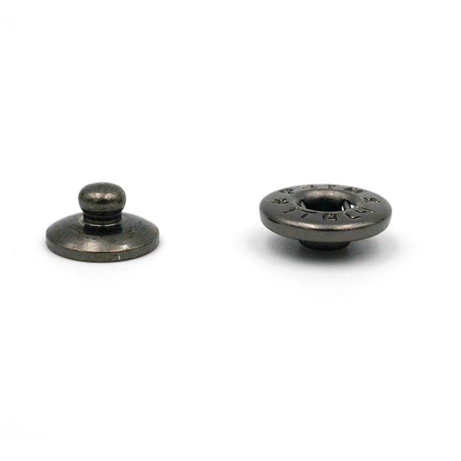 プリムイタリー/PRYM ITALY ホック ギボシタイプ 黒ニッケル 約9mm カクシ 10組 レザー用金具 レザークラフト : レザー ...