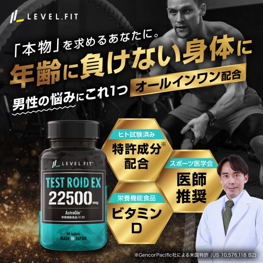 テストステロン LEVEL.FIT TEST ROID EX（テストロイドEX）90粒（30回目安） テストフェン サプリ 国産 ...