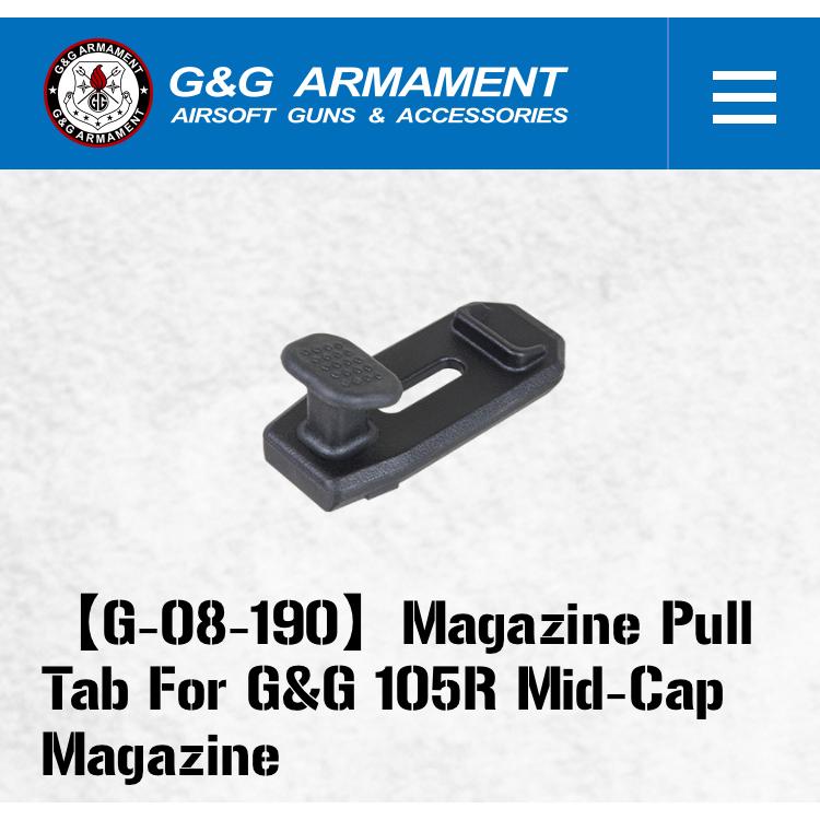 G&G ARMAMENT G-08-190 Magazine Pull Tab for 105R Mid-Cap : LIBERATOR ...