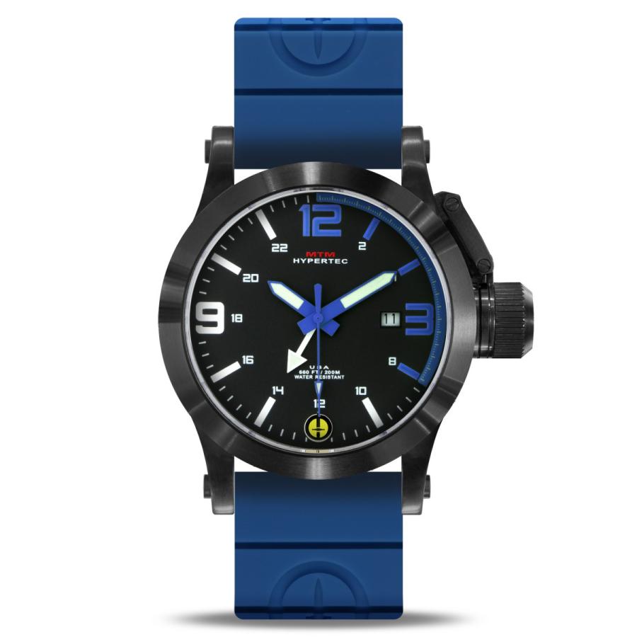 MTM WATCH HYP-SB4-BLUE-BL2B-A Hypertec 44 Black - Blue Dial- Rubber II ...
