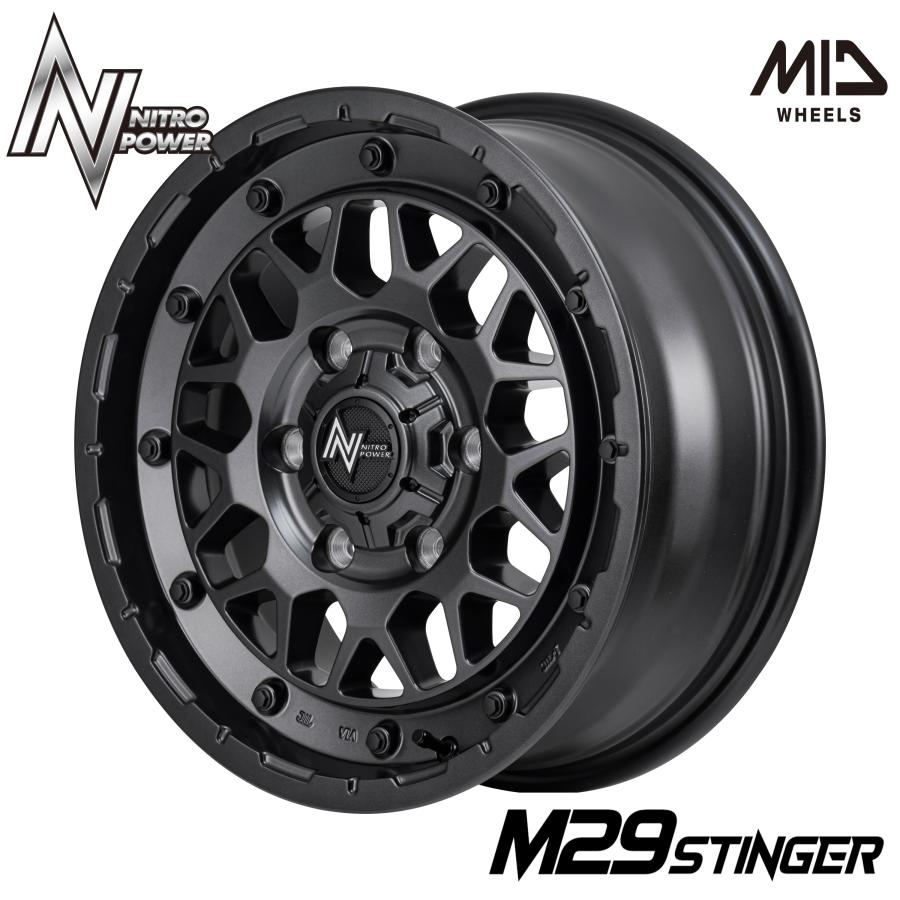 NITRO POWER 【送料無料】沖縄・離島は除く バレルブラック ナイトロパワー M29 スティンガー 6.5J 17in IS38 PCD139.7 新品4本 200系 ハイエース ...