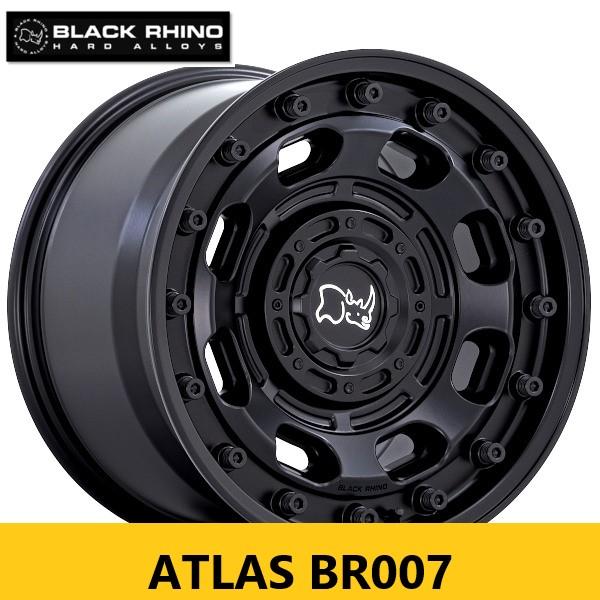 USオフ系 マットブラック BLACK RHINO ATLAS BR007 8.0J×17in IS38 114.3/127 5穴マルチ 新品4本 デリカ ラングラー RAV4 ...