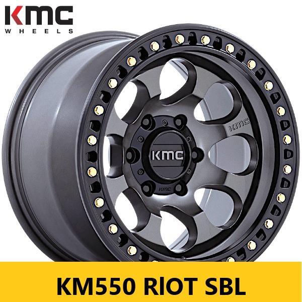 USオフ系 チューナサイズ アンスラサイト 新品4本 KMC KM550 RIOT SBL 8.5J 17in IS10 PCD127 ジープ ...