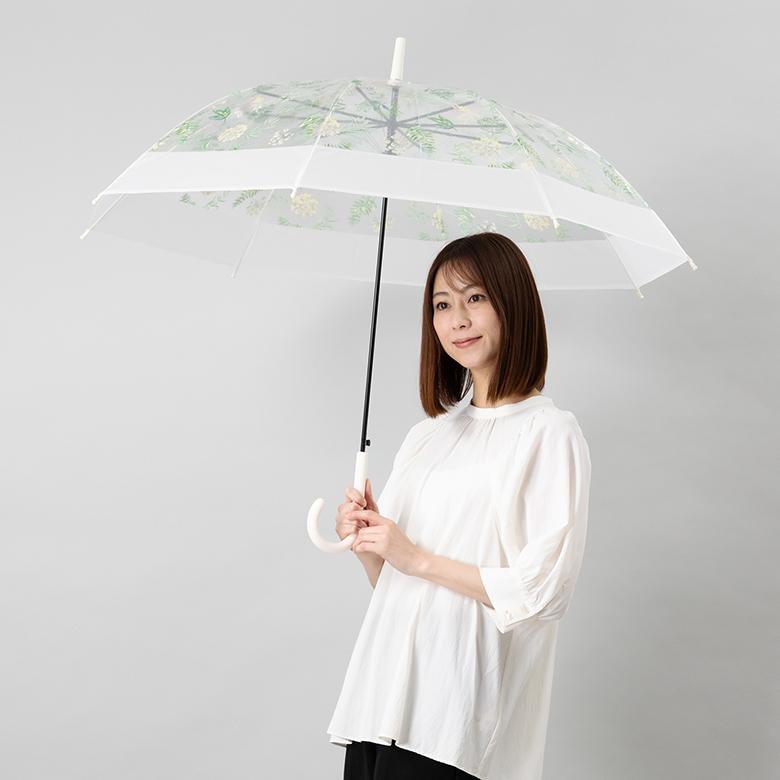 Lieben ビニール傘 透明ジャンプ傘 ボタニカル×ホワイト プリント レディース 60cm×8本骨 LIEBEN-0643 : リーベン Yahoo!店 - 通販 - Yahoo!ショッピング