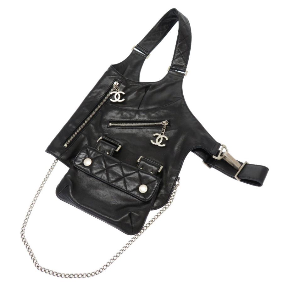 CHANEL 美品 シャネル ジャケットバッグ ラムスキン ブラック CHANEL 美品 シャネル ジャケットバッグ ラムスキン ブラック
