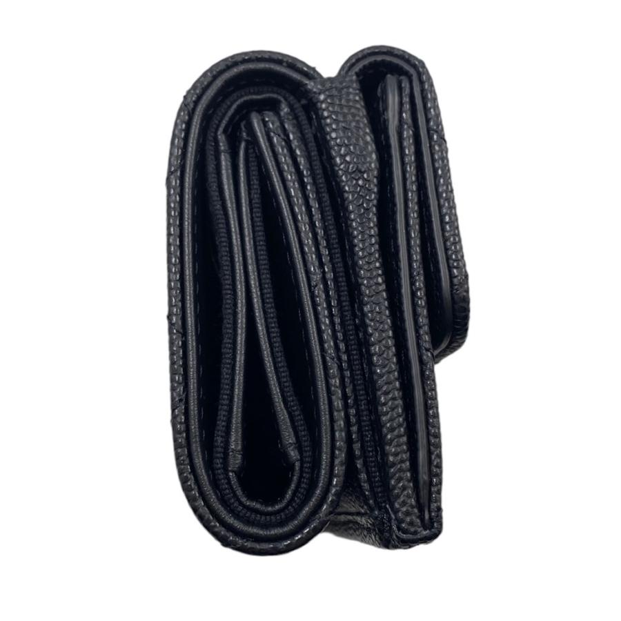 CHANEL シャネル 3つ折り財布 スモールフラップウォレット AP3080 マトラッセ キャビアスキン ココマーク トランプ ブラック ...