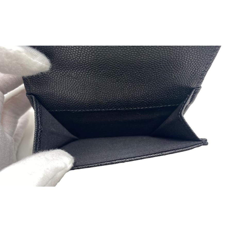 CHANEL シャネル 3つ折り財布 スモールフラップウォレット AP3080 マトラッセ キャビアスキン ココマーク トランプ ブラック ...