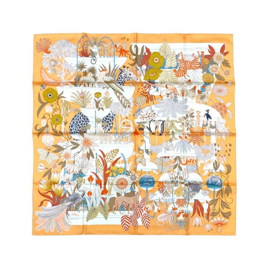 HERMES エルメス シルクスカーフ カレ90 プレシャス・パラダイス H004094S 10 アプリコット ヴァニーユ コライユ Precious Paradaise : ライフクリエイト ...