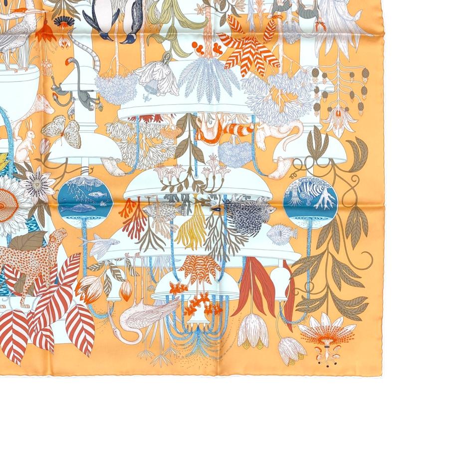 HERMES エルメス シルクスカーフ カレ90 プレシャス・パラダイス H004094S 10 アプリコット ヴァニーユ コライユ Precious Paradaise : ライフクリエイト ...