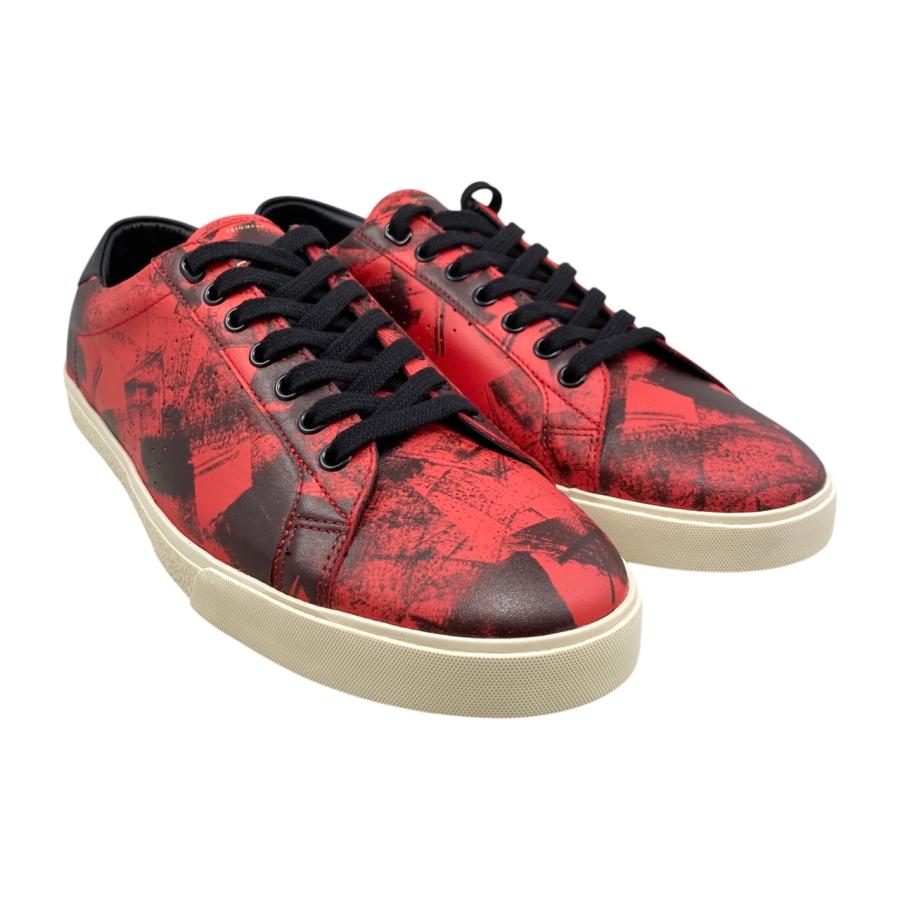 セリーヌ スニーカー トリオンフ ロゴ ローカット 42サイズ TR01L レザー レッド ブラック TRIOMPHE CELINE ...