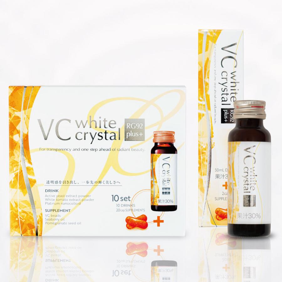 VC ホワイトクリスタル RG92plus ドリンク 50mL x 10本・サプリメント20粒入り 温泉の力 RG92 VCビーズ ビタミンC 酵母エキスホワイトトマトエキス末 : 美と健康の ...