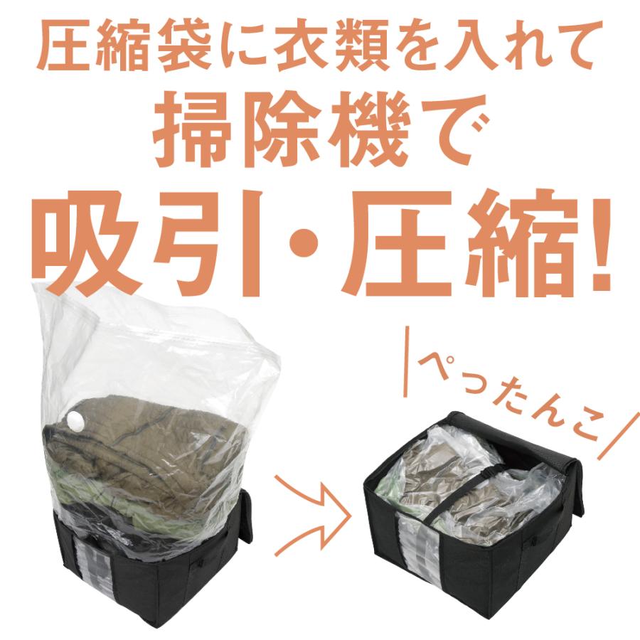 2個 圧縮 袋 衣類 収納 ケース ボックス ぬいぐるみ 保管 片付け 押し入れ 省スペース 圧縮袋付き BOX 一体化 圧縮収納ケース ゆとり 衣類用 : lifeone Yahoo!店 ...