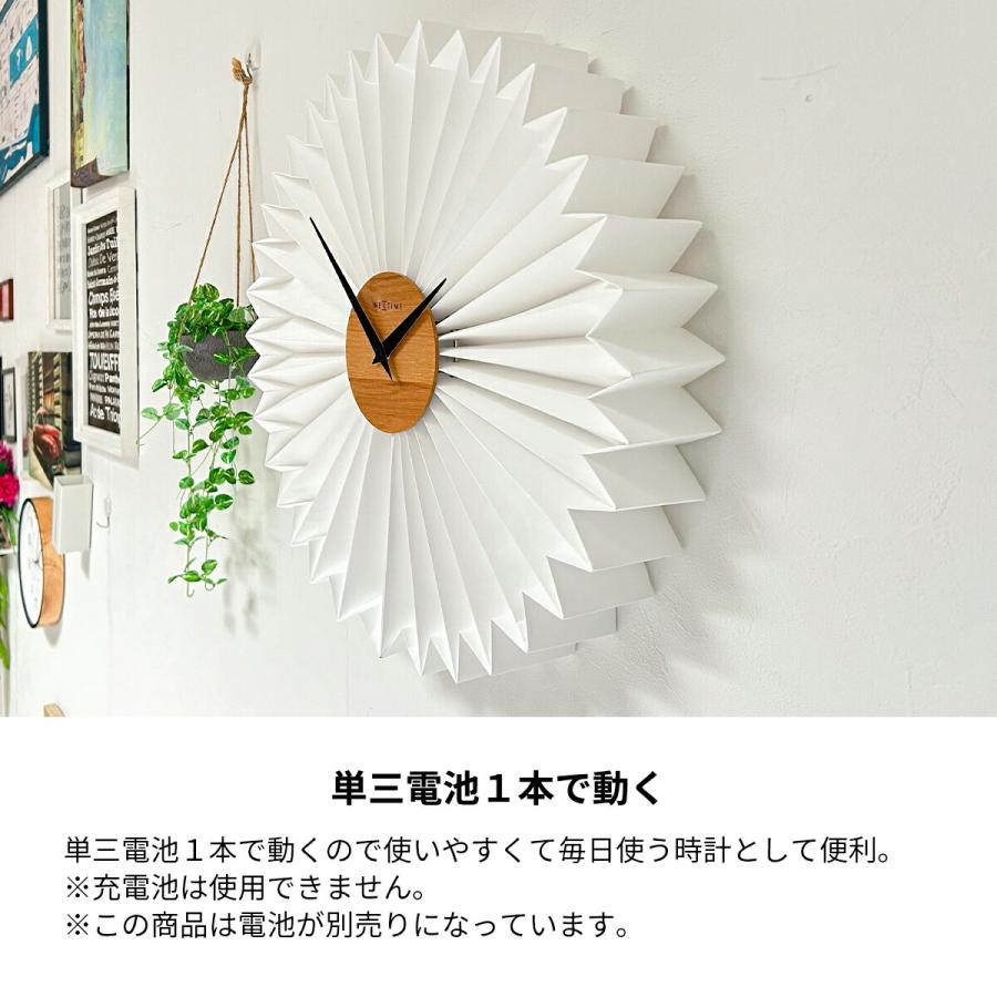 掛け時計 おしゃれ 北欧 時計 壁掛け時計 ウォールクロック NEXTIME NXT-J022 rokka ホワイト 白 日本製スイープムーブメント 音がしない 秒針なし 静か 静音 ...