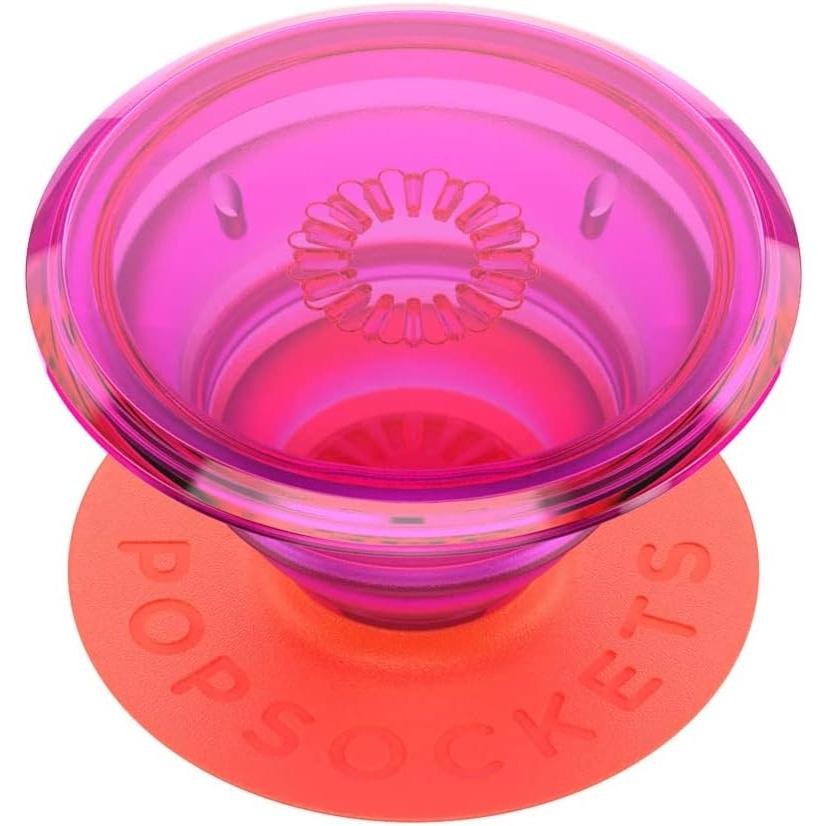 PopSockets Japan - ポップソケッツ ジャパン PopGrip Neon Glow Electric Sunrise パッションピンク クリア ポップグリップ スマホグリップ ...