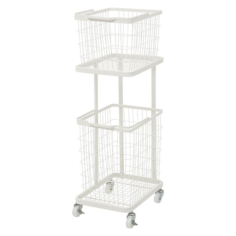 ランドリーラック おしゃれ ランドリーワゴン シングル チェスト バスケット スチール製 シンプル 収納 棚 ラック 縦型 スリム 角 幅33 2段 洗濯かご KR-3945 :hgh-kr ...