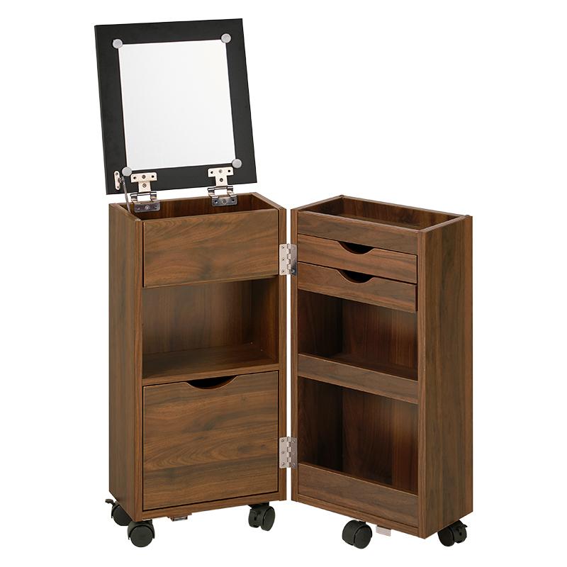 HAGiHARA コスメワゴン キャスター付き 大容量 収納 コスメ ワゴン コンパクト サイドテーブル 可動ミラー 化粧台 ドレッサー 大人可愛い かわいい MUD-6678 : Lily ...