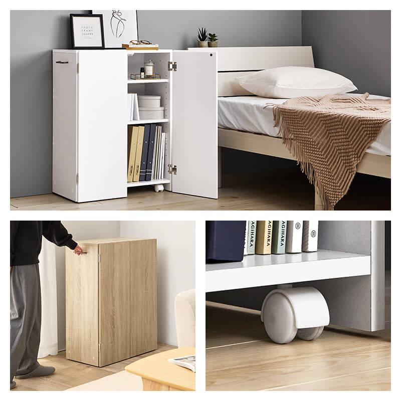 HAGiHARA 本棚 スリム 扉付 キャスター付き おしゃれ A4対応 ブックシェルフ 収納 すっきり シンプル 棚 リビング ブックスタンド 可動棚 隠しキャスター VKB-7277 ...