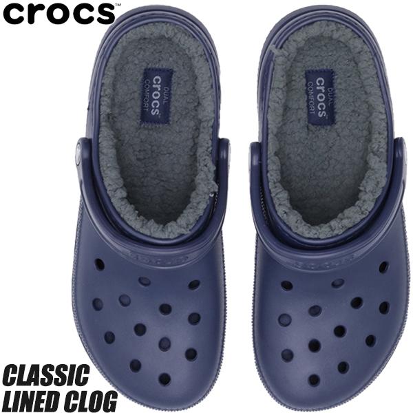 crocs（クロックス） crocs CLASSIC LINED CLOG NAVY/CHARCOAL 203591-459 クラシック ...