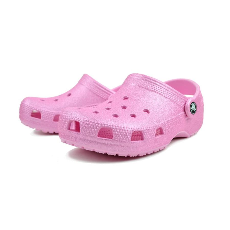 crocs CLASSIC GLITTER CLOG KIDS PINK TWEED 206993-6xe クロックス クラシック クロッグ グリッター キッズ ピンクグリッター 子供靴 ...