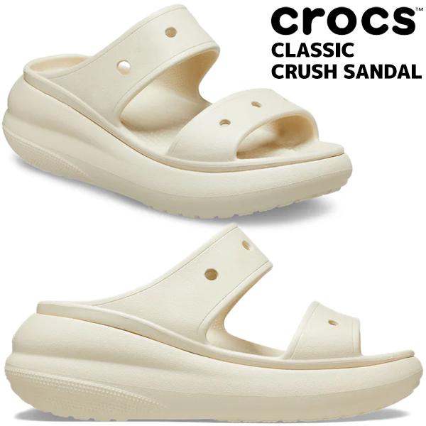 crocs CLASSIC CRUSH SANDAL BONE 207670-2y2 クロックス クラシック クラッシュ サンダル 厚底 ...