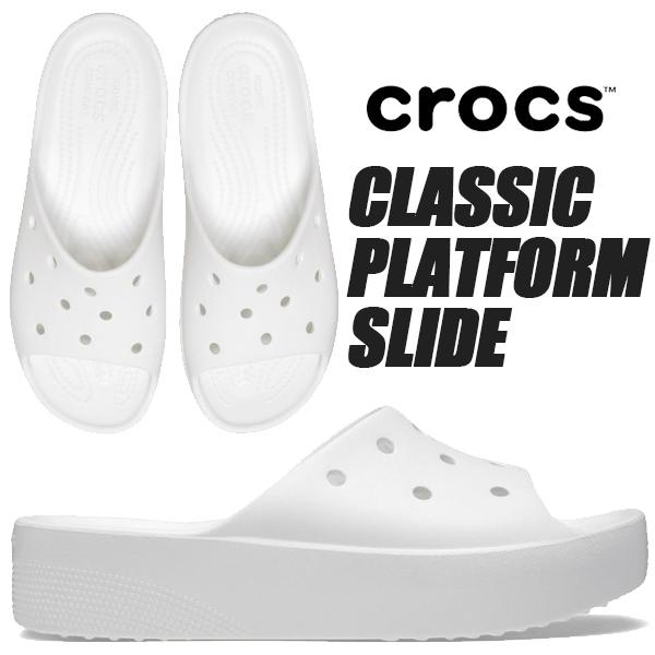 crocs（クロックス） crocs CLASSIC PLATFORM SLIDE WHITE 208180-100 クラシック ...