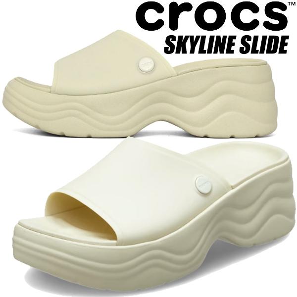 crocs SKYLINE SLIDE BONE 208182-2y2 クロックス スカイライン スライド ウィメンズ サンダル 厚底 ...