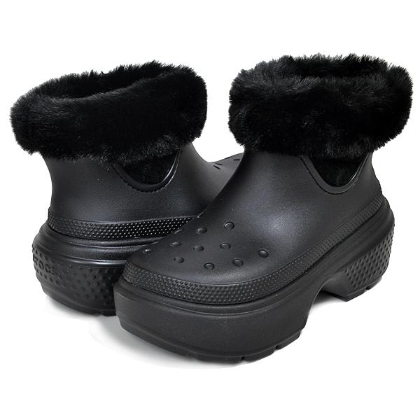 crocs STOMP LINED BOOT BLACK 208718-001 クロックス ストンプ ラインド ブーツ レディース 厚底 ...