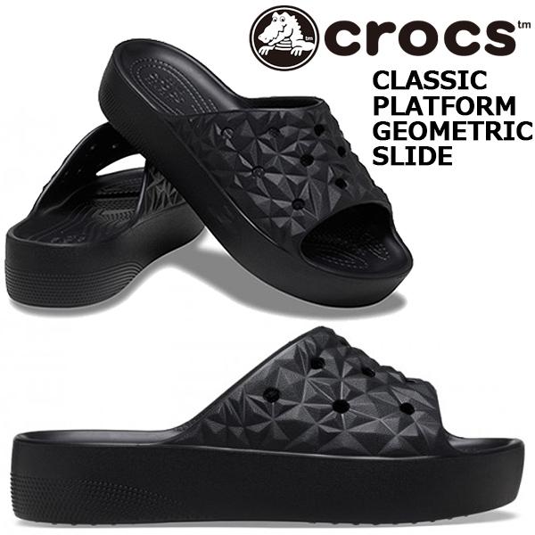 crocs CLASSIC PLATFORM GEOMETRIC SLIDE BLACK 209564-001 クロックス クラシック ...
