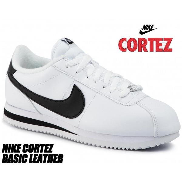 コルテッツ NIKE CORTEZ BASIC LEATHER white/black-metallic silver 819719-100 ナイキ メンズ ホワイト ブラック 日本未発売 ...