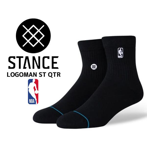 STANCE LOGOMAN ST QTR BLACK a356a20log-blk NBA スタンスソックス 靴下 ブラック 黒 クォーター ...