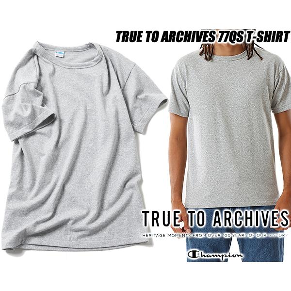Champion TRUE TO ARCHIVES 77QS T-SHIRT OXFORD GREY c3-q312 チャンピオン トゥルートゥーアーカイブス VネックTシャツ ...
