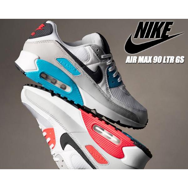 NIKE AIR MAX 90 LTR(GS) white/iron grey-chlorine blue cd6864-108 ナイキ エア ...