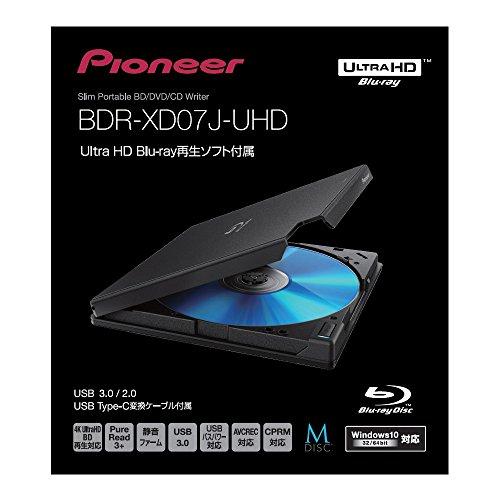 パイオニア(Pioneer) クラムシェル型ポータブルブルーレイドライブ ( ブラック ) 外付け Ultra HD USBタイプC変換ケーブル付 Blu-ray 再生対応 BDR ...