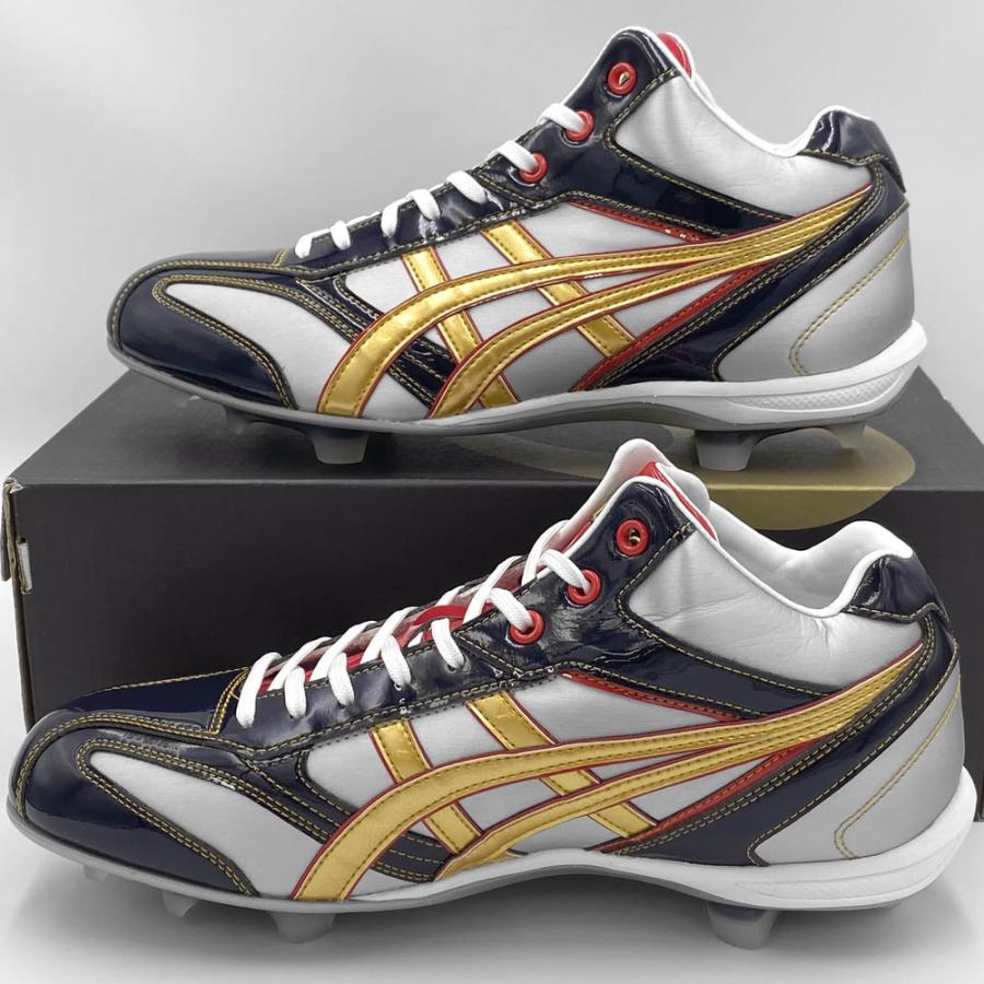 ASICS ネイビー×ゴールド アシックス 野球 クォーターカット ASICS ネイビー×ゴールド アシックス 野球 クォーターカット
