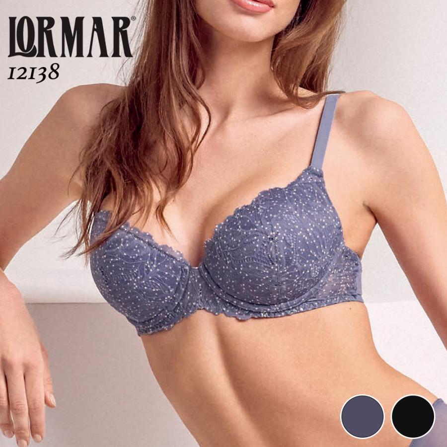 LORMARミス 12138 イタリア直輸入 3/4カップブラ ドットプリントレース シースルーチュール 立体成形パッド バルコニーカップ 通気性 : Import Lingerie ...