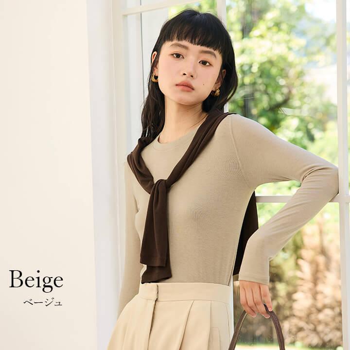 カットソー レディース クルーネックトップス 肌に優しい もっちり 絶妙 フィット感 伸びる ストレッチ性 インナー あったか 長袖 長そで 無地 rt9936 : rt9936 ...