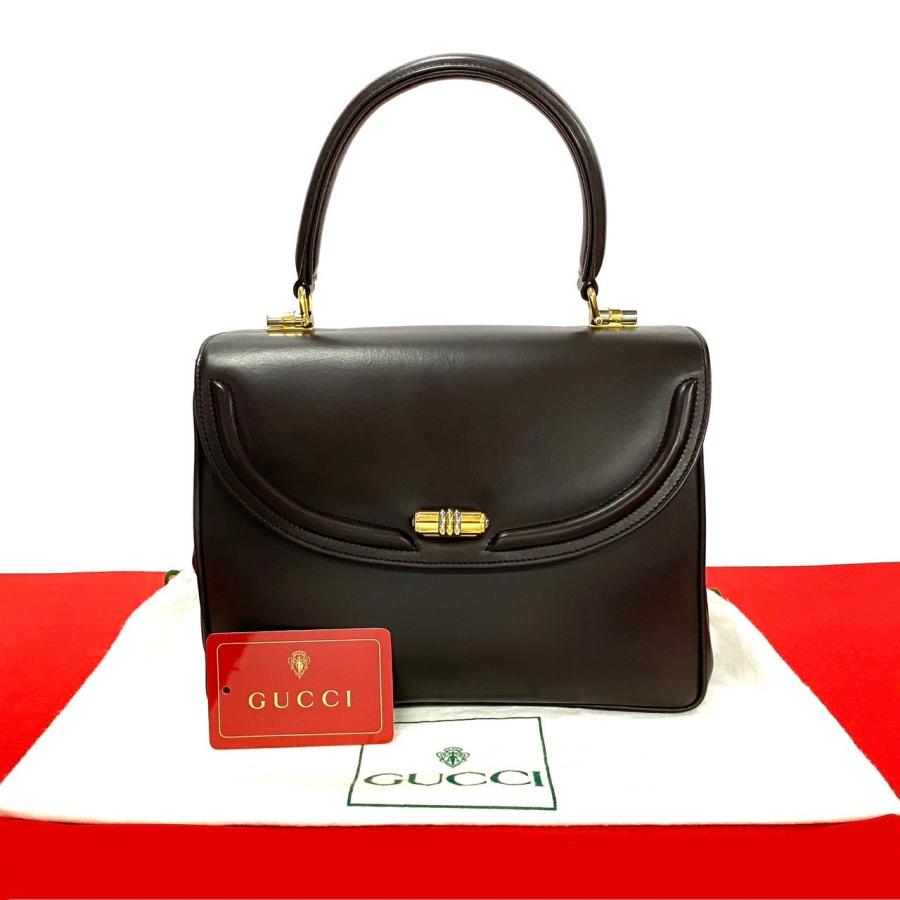 GUCCI 極 美品 袋付 希少品 グッチ オールドグッチ ターンロック 金具 レザー 本革 ハンドバッグ ミニ トートバッグ ブラウン 茶 802-7 : Trip Yahoo!店 - 通販 ...