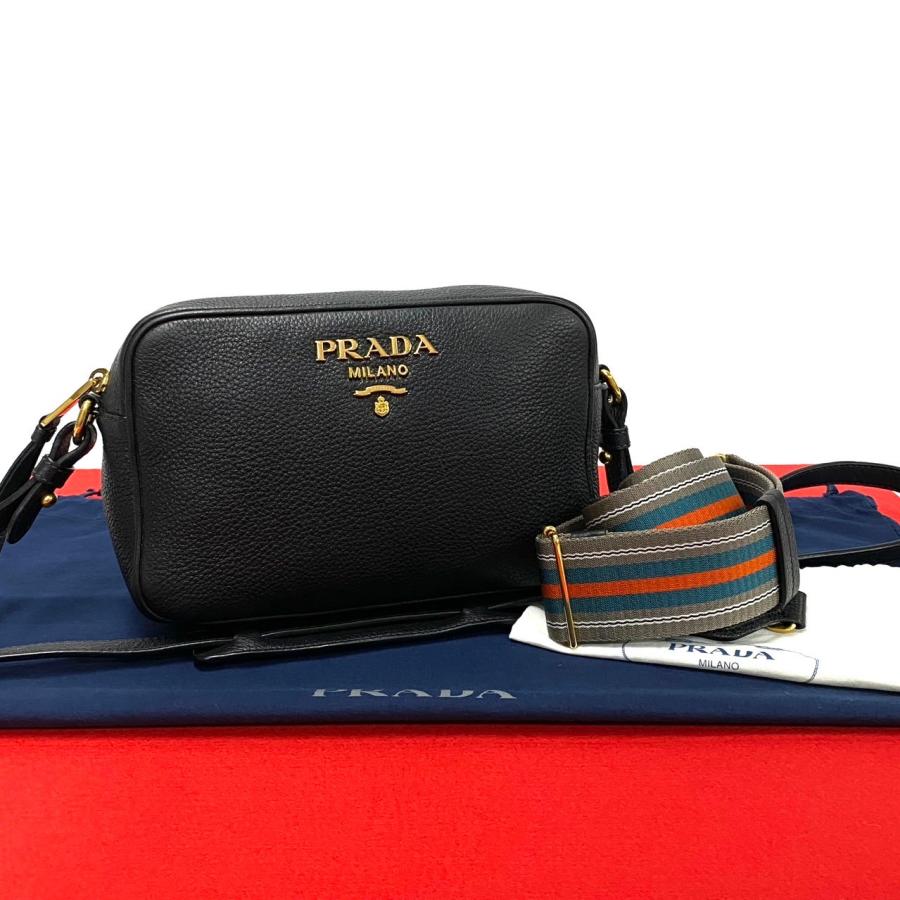 PRADA（プラダ） 極 美品 希少品 バンドリエラ ロゴ レザー 本革 ショルダーバッグ ポシェット サコッシュ カメラバッグ ブラック 108-7 : Trip Vintage - 通販 ...